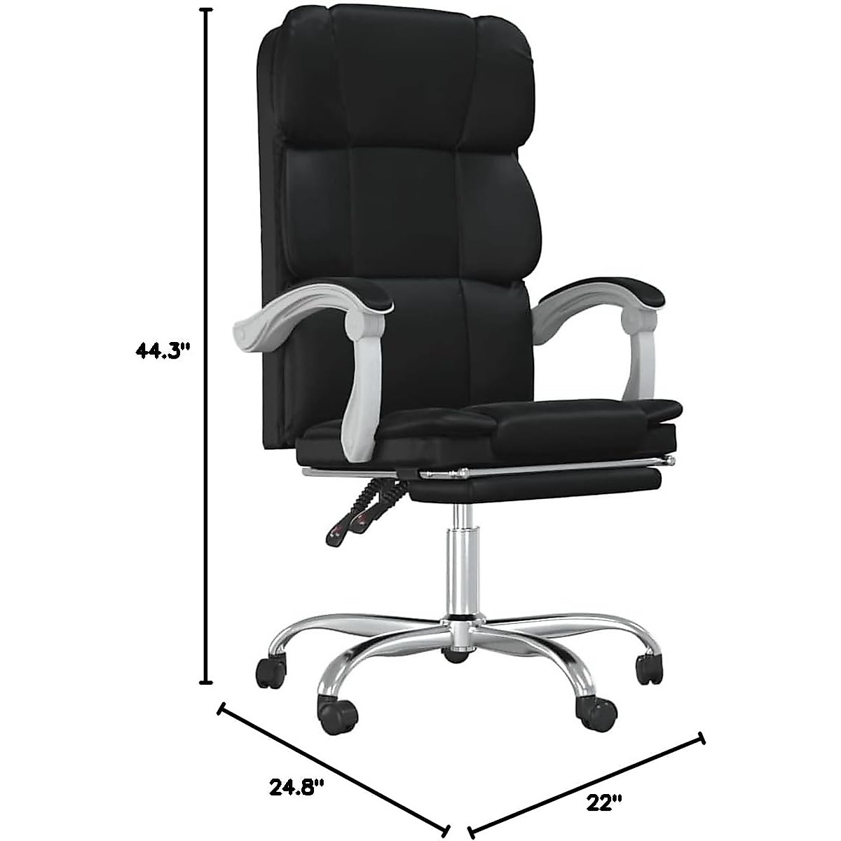 Reclining Office Chair,with Rolling Wheels with Adjustable seat Height Suitable for Office, Home, Study Space, Conference Room or Play Facility Black Faux Leather