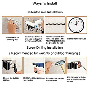 Mop Broom Holder Wall Mounted,Heavy Duty Mop and Broom Wall Mount Stainless Steel with 5 Racks 4 Hooks for Laundry Room, Home, Garage, and 1 hook Separated included （Black）