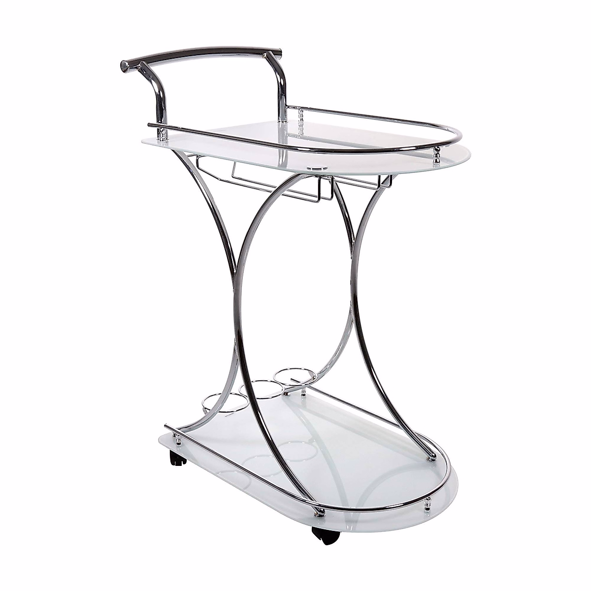 Coaster Home Furnishings Elfman 2-shelve Serving Cart Chrome and White