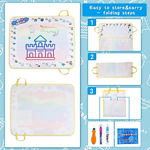 40 X 32 in Water Doodle Mat Water Graffiti Pad Creative Watercolor Pad Kids Toy Boys Girls Drawing and Writing Drawing Pad (Large)