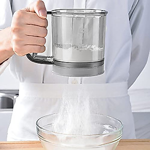Flour Sifter for Baking, Double-Layer Extra Fine Mesh Sieve Strainer, Handheld Squeeze Powdered Sugar Sifter for Kitchen