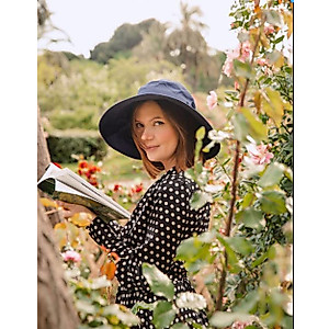 Comhats Packable Summer Cotton Sun Hat Bucket for Women UV Protection Wide Brim Beach Gardening Travel 54-64CM