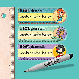 Mermaid 6pk SafetyTat Child ID Tattoos includes skin prep wipes and tattoo marking pen