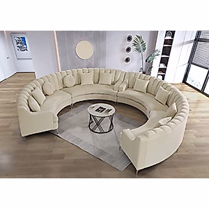 Legend Vansen Velvet Curved Sofa Sectional, Cream