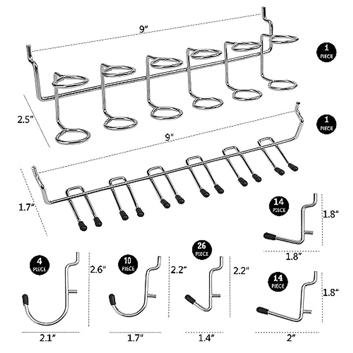 FALPRO 170PCS Pegboard Hooks Assorted | Peg Board Hooks for Hanging Tools - Ideal for Pegboard Organizer