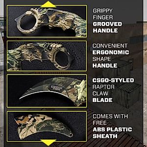 Karambit Knife - Fixed Blade Knife - Karambit Knives - CSGO Raptor Claw Knives - Best Combat Carambit for Hunting Camping Hiking EDC for Men Women Comes with Sheath - Fathers Day Dad Gift 16853