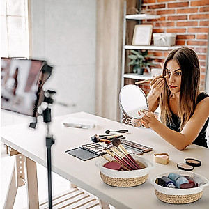 VIEIRO Storage basket set of 5 100percent cotton rope woven small baskets, household storage bins with handles, used for nursery supplies, clothes/toys/keys/books/cosmetics/woven storage basket,Brown