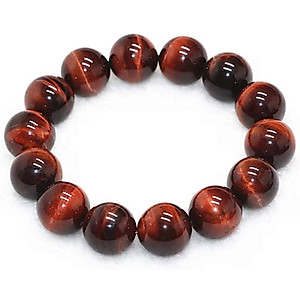 16mm Natural Red Tiger Eye Gemstone Cat Eye Round Bead Women Men Bracelet AAAA