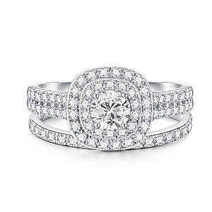 Molioaki 1-1/2 Carat (ctw) moissanite engagement rings for women Platinum Plated Silver ring moissanite rings-11