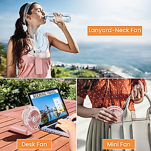 HandFan 5200mAh Handheld Misting Fan with Portable Charger, 34ml Water Tank, Rechargeable Personal Mister Fan, Spray Water Mist Fan, Electric Mini Hand Fans for Beach Travel Outdoors(Pink)