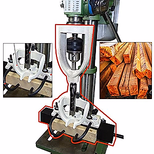 CHUNILLE Square Hole Chisel and Bit Machine Set, Mortising Kit Woodworking Bench Drill Joint Mortise Square Hole Drilling Set of Bench Drill with 4 Bits
