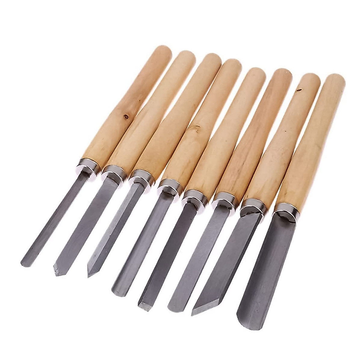 8Pcs Wood Lathe Tools, Professional Wood Turning Tools for Lathe Chisel Set with 2 Skew 1 Spear Point 1 Parting 1 Round Nose 3 Gouge Tools for Beginners Professionals Hobbyists