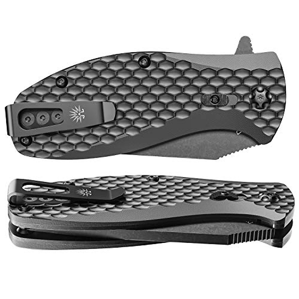 Off-Grid Knives - Badger EDC Knife, Cryo D2 Blade Steel, Grippy G10 Scales, Safety Grid-Lock, Reversible Tip-Up Deep Pocket Clip (Blackwash)