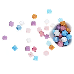 60Pcs Hexagon Silicone Beads 14mm for DIY Bracelet Necklace Women Jewelry Makeing Soft Colorful Loose Beads Handmade Supplies 62 Colors
