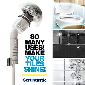 Scrubtastic Spin Scrubber, Electric Shower Scrubber – Rechargeable, Multipurpose Extendable Tile Cleaner, Bathroom, Floor & Grout Bathtub Power Scrubber with 3 Rotating Brush Heads, Improved for 2022