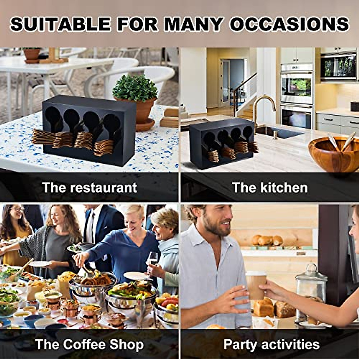 4-Compartment Plastic Utensil Dispenser for Restaurant & Home