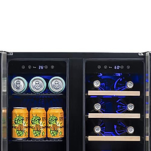NewAir 24” Wine and Beverage Refrigerator, 18 Bottle and 60 Can Dual Zone Wine Fridge, Built-in Wine Cooler, Stainless Steel Mini Fridge for Bedroom, Kitchen Cabinet, Bar Cabinet, Home Office
