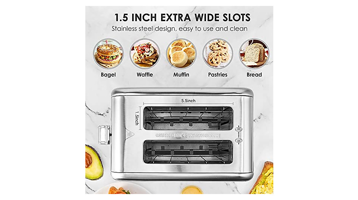 REDMOND 2-Slice Toaster - Stainless Steel with LED Timer
