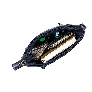 Zinda Genuine Leathers Women's Handbag Crossbody Shoulder Sling (Navy)