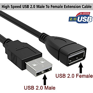 SaiTech IT 5 Pack Speed USB 2.0 Extension Cable 480Mbps Male A to Female A for Laptop/PC/Printers - 3.3 Feet - 1.2M