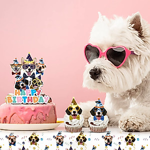 Juhap Dog Birthday Party Supplies, Puppy Birthday Party Decorations for Kids Includes Plates, Napkins, Table Covers, Cake Toppers, Balloons, Dog Banners, Swirls for Baby Shower Theme Party Decorations