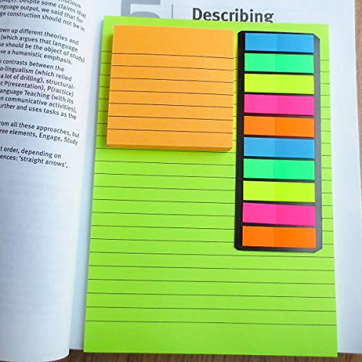 Creatiburg Big Sticky Notes Lined 6x8 inches 50 Sheets/Pad 6 Pads/Pack Large Self-Stick Note Pads with Lines, 6 Bright Colors Easy Post Individually Wrapped, Office Supplies School Gift Set