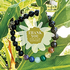 Joyfulmuze 7 Chakras Stretch Bracelet, Natural Stones Black Onyx Citrine Malachite Aquamarine Blue Sodalite Amethyst Garnet Sunstone (Chakra Stones)