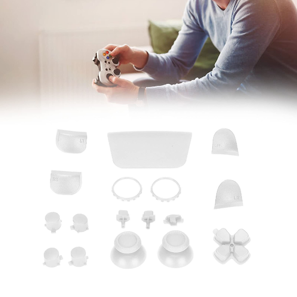 Kafuty-1 Buttons Full Set for PS5 Controller,Joysticks Dpad R1 L1 R2 L2 Direction Key ABXY Buttons, Replacement Button Repair Kit for PS5 Game Console(White)