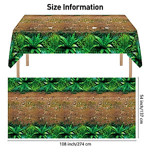 durony 2 Pieces Forest Path Tablecloth Safari Jungle Table Cover Waterproof Plastic Party Table Cover for Safari Jungle Birthday Baby Shower Party Supplies Table Decor, 108 x 54 Inch