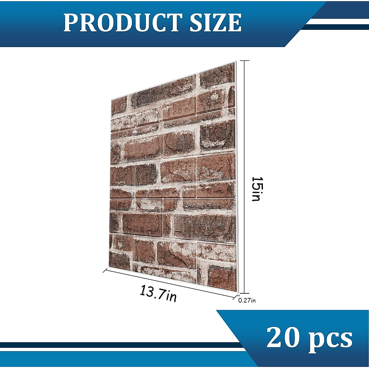 20PCS 3D Wall Panels Peel and Stick Faux Brick Wall Panels Self-Adhesive 3D Brick Wallpaper Foam Stone Wall Panel for Bedroom, Kitchen, Home Decor