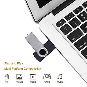 TosMemo USB Flash Drive 16GB Thumb Drive USB 2.0 Flash Drive Swivel Jump Drive Pen Drive Memory Stick for Data Storage(2 Pack,Black & Blue)