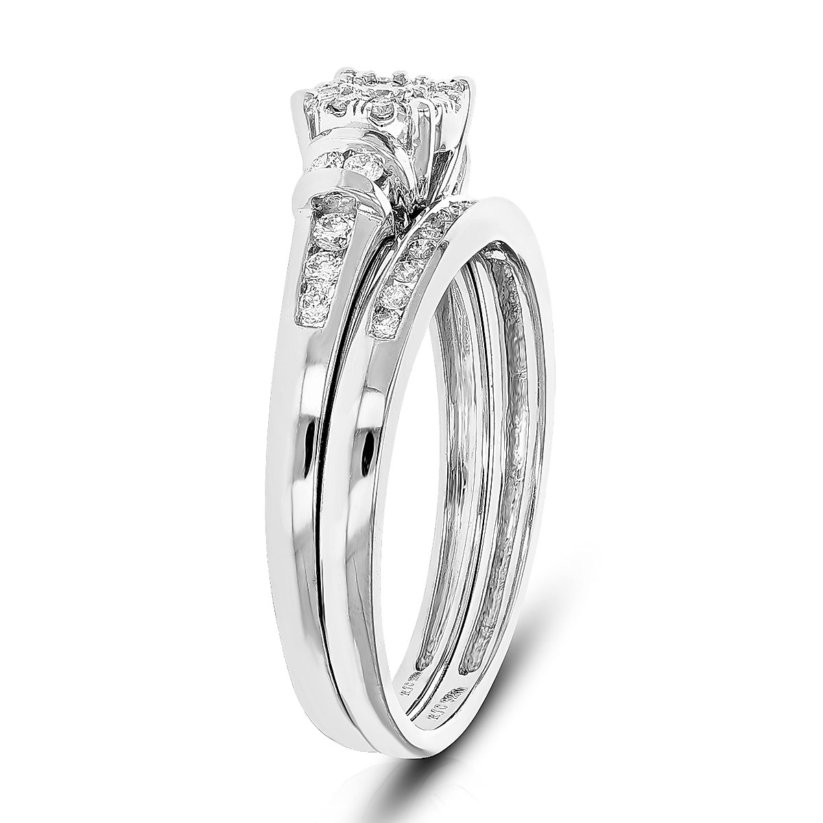 Vir Jewels 1/3 cttw Lab Grown Diamond Wedding Engagement Bridal Set Round for Women in .925 Sterling Silver Prong Set Size 7