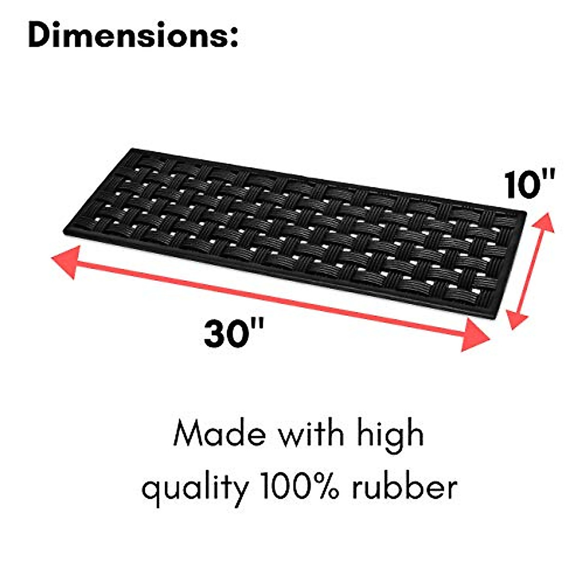 BirdRock Home Rubber Stair treads for Outdoors | Basket Weave Design | 9" x 30" | 4 Pack | Beautifully Designed Stair mats | Outdoor Stair treads Non-Slip Weather Resistant