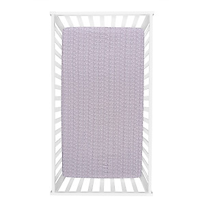 Lilac Herringbone Fitted Crib Sheet -100% Cotton; White, Pink; Fully Elasticized; 10-Inch Pockets; Fits Standard Crib Mattress 28 in x 52 in;