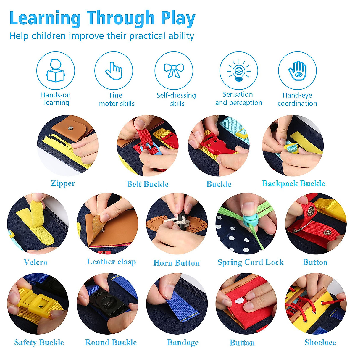 Busy Board Montessori Toys for Toddlers,Sensory Toys Gifts for 3 4 5 6 7 8 Year Old Boys & Girls Preschool Toddler Activities Board Learning Educational Travel Toys for Road Trip Car Airplane Games