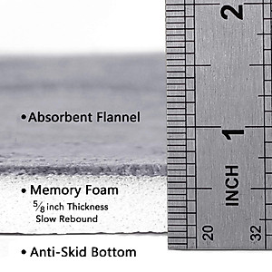 Flamingo P Memory Foam Bath Mat Rug for Bathroom Floor Non Slip Shower Rugs, 20x32,Grey