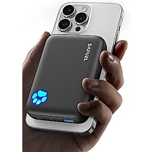 SAFUEL Magnetic Portable Charger, 10000mAh 20W PD QC3.0 Wireless Power Bank Fast Charging, USB C in&Out External Battery Pack, Compatible with iPhone 14 13 12 Pro Max Mini and MagSafe Case