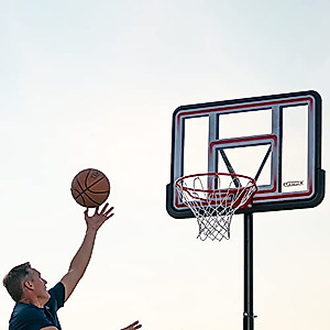 Lifetime Pro Court Height Adjustable Portable Basketball System, 44 Inch Backboard, Red/White