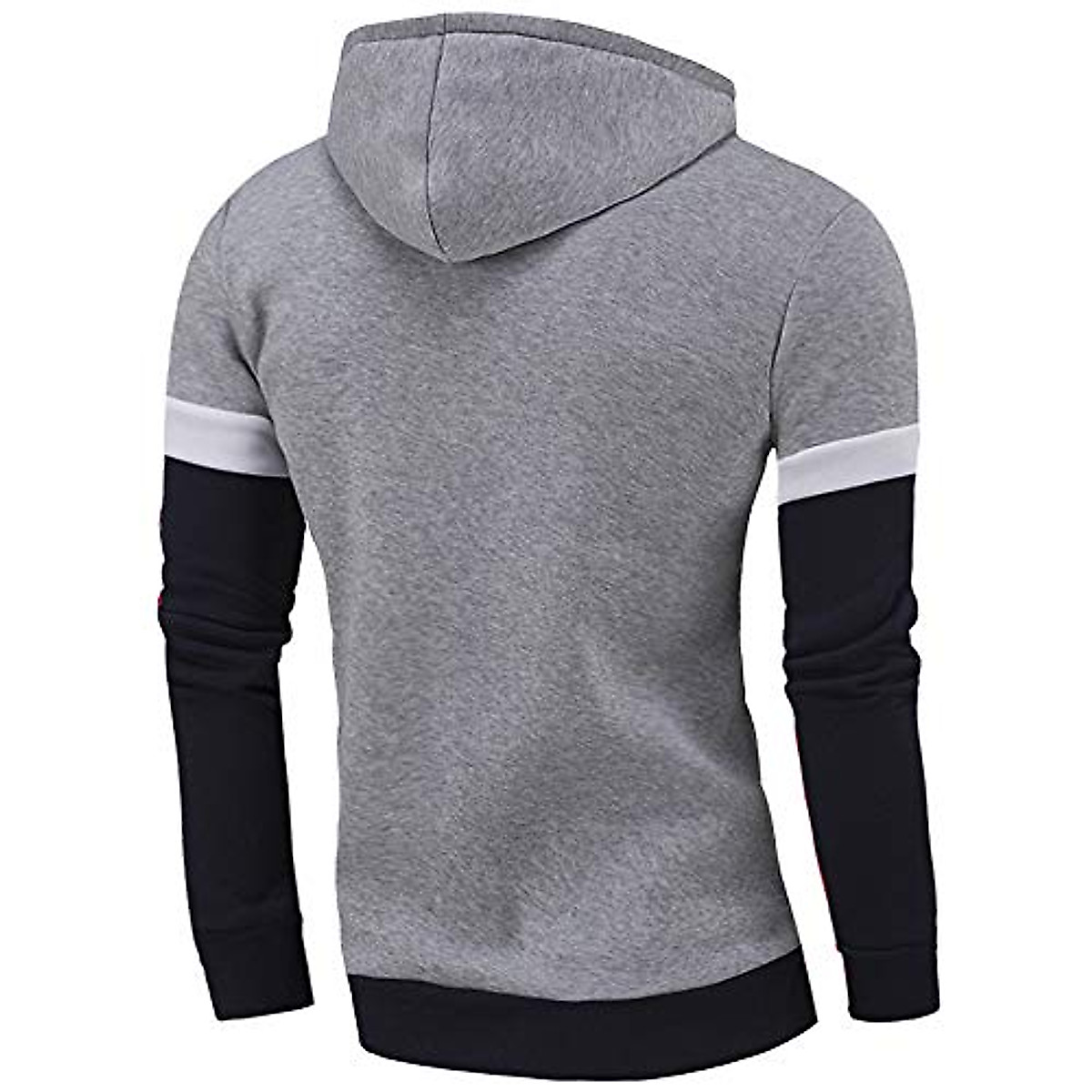 Mens Zipper Hooded Sweatshirts, Thenlian Men‘s Long Sleeve Autumn Winter Patchwork Zipper Pocket Hoodies Top Blouse(Navy, XXL)