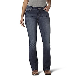 Wrangler Women's Western Mid Rise Stretch Boot Cut Jean, Navy, 0W x 32L