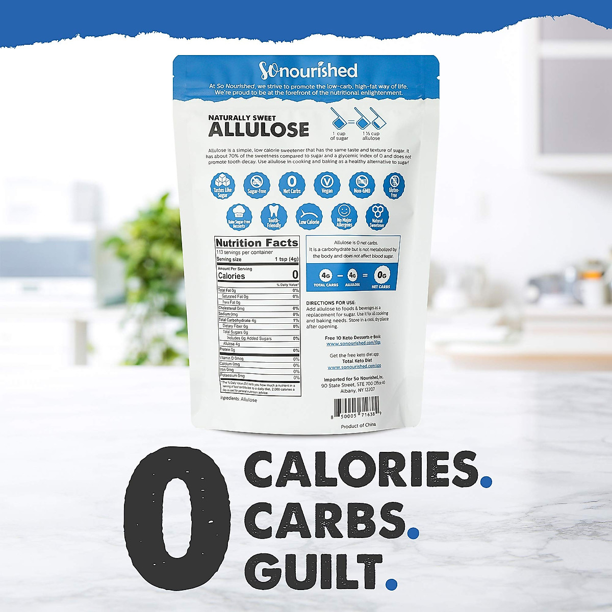 Allulose Sweetener Granular - 1:1 Sugar Substitute, Keto - 0 Calorie, 0 Net Carb, Non-GMO (1 lb / 16 oz)