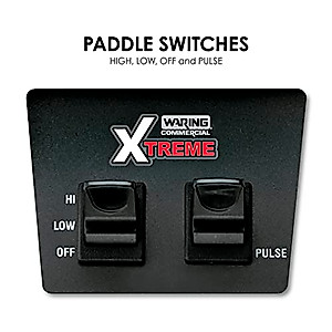 Waring Commercial MX1000XTS 3.5 HP Blender with Paddle Switches, Pulse Feature and a 64 oz. Stainless Steel Container, 120V, 5-15 Phase Plug, Black