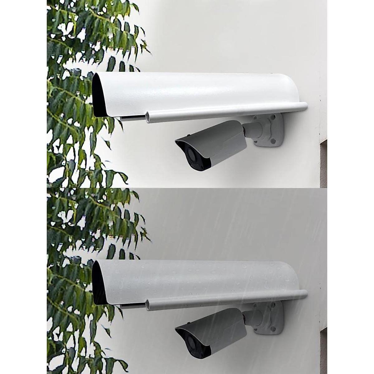 KENUCO Sun Rain Shade Cover Compatible with Outdoor Security Cameras, Aluminum Alloy Material - White
