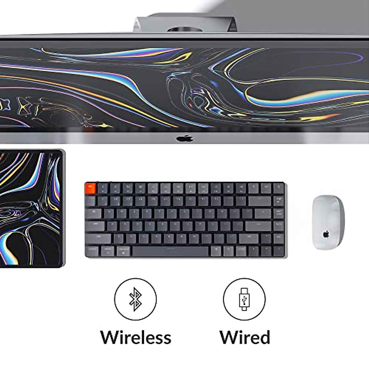 Keychron K3 75% Layout 84-Key Ultra-Slim Hot-Swappable Wireless Bluetooth Mechanical Keyboard with Low-Profile Keychron Optical Blue Switch/White LED Backlight/USB Wired for Mac Windows-Version 2