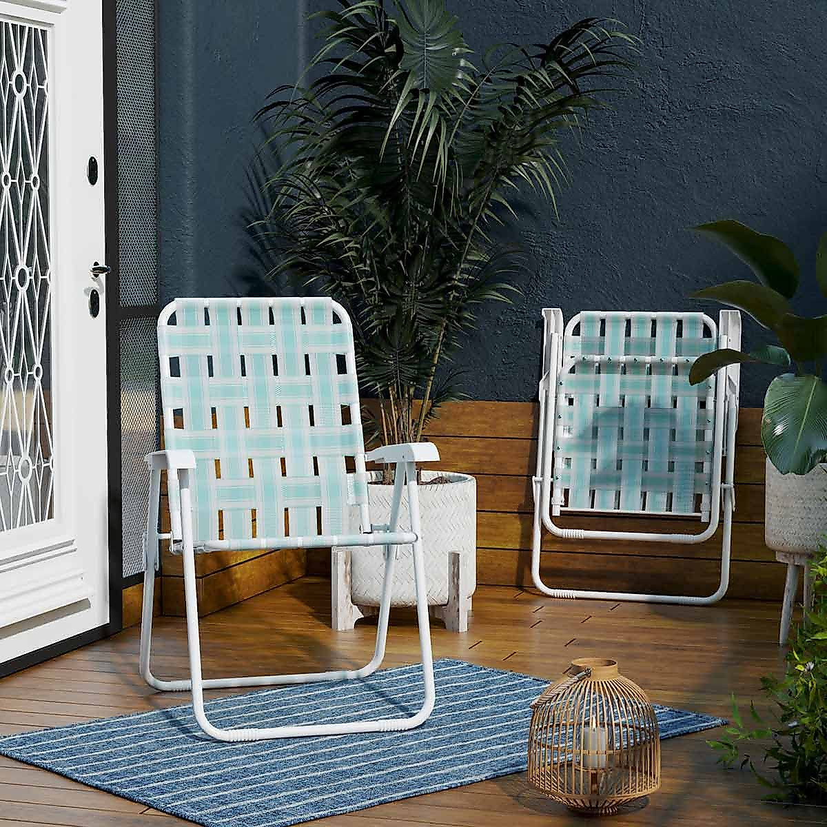 Novogratz Poolside Gossip, Priscilla Folding Chairs, 2-Pack, Aqua Haze