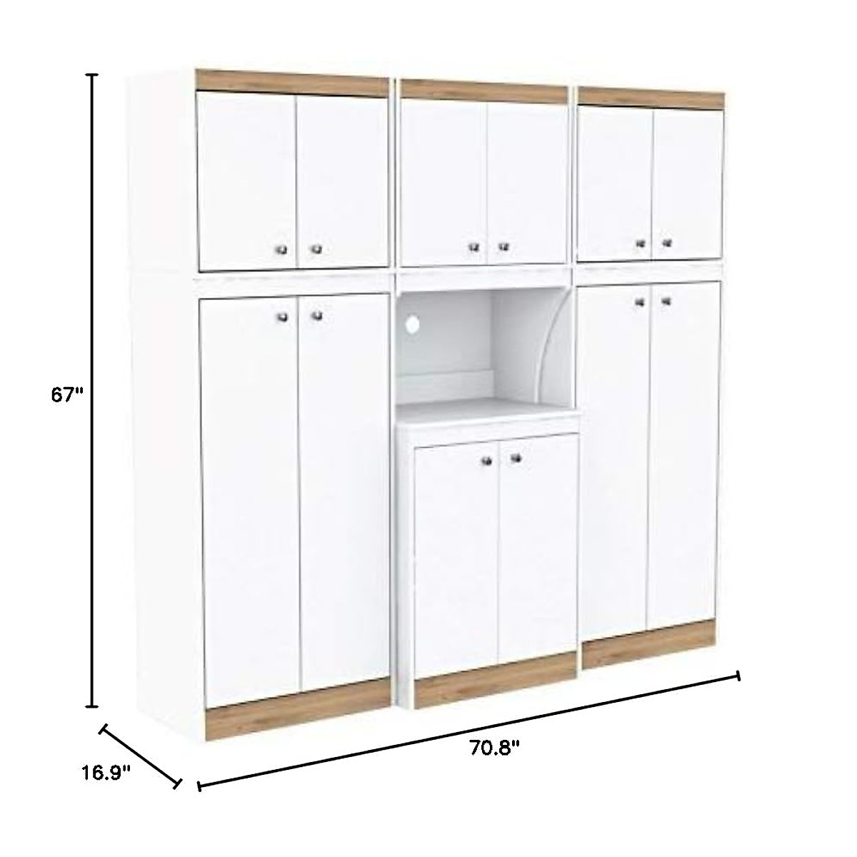 Inval Galley 3-Piece Kitchen Storage System, White and Vienes Oak