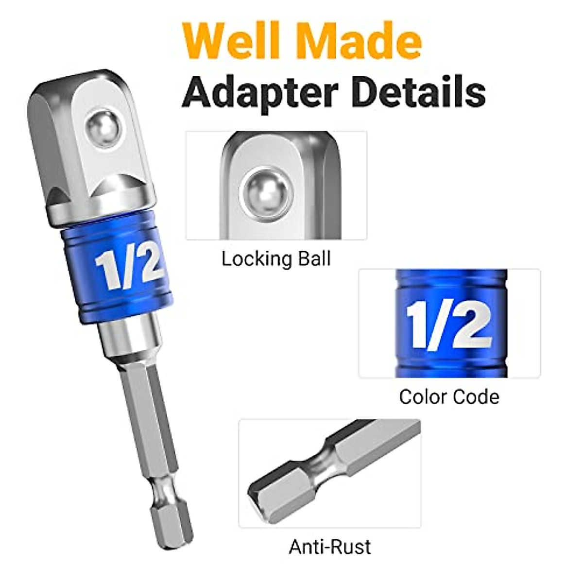 HANPURE Right Angle Drill Attachment Set+Rechargeable LED Flashlight Gloves