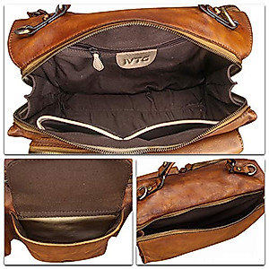 Genuine Leather Messenger Bags Satchel for Women Handmade Vintage Top Handle Crossbody Handbag Purse (Brown)
