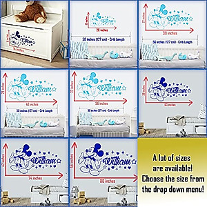 Mouse Name Wall Decal, Mouse Vinyl Sticker, Personalized Boy Name Decal, Nursery Baby Boy Room Decor ZX286