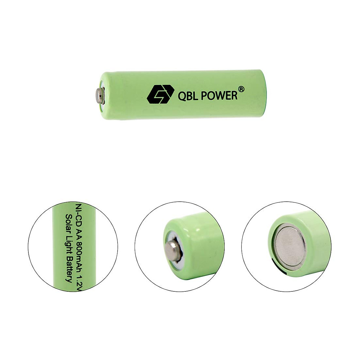 QBLPOWER Nicd AA 800mAh 1.2V Rechargeable Solar Lights Batteries for Garden Lights, Remotes, Mice(Pack of 8)